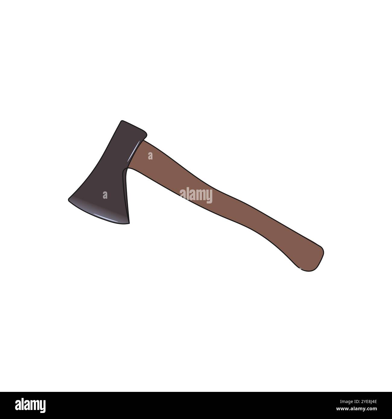Metal ax with wooden handle. One line drawing. Equipment for ...