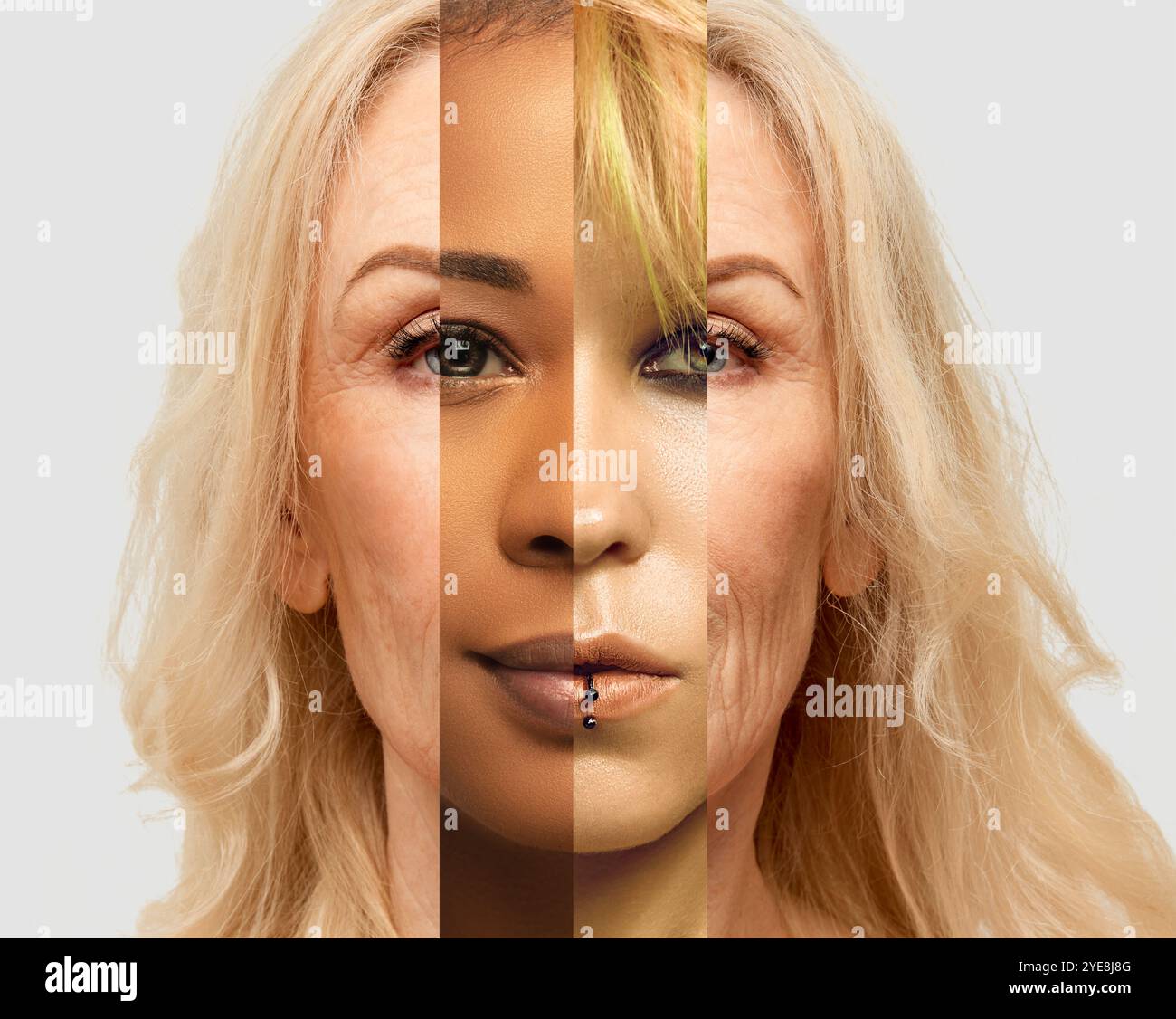 Collage made of different female faces, showcasing diversity in age ...