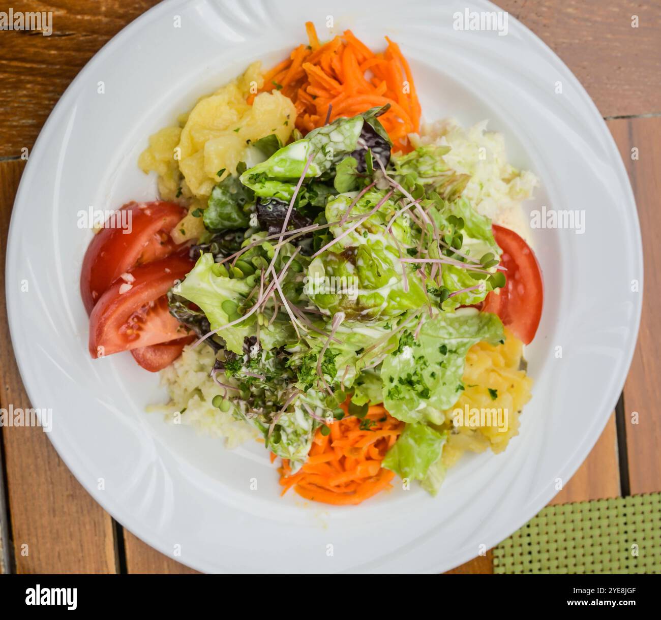 Teller frischer Salat mit Dressing *** Plate of fresh salad with ...