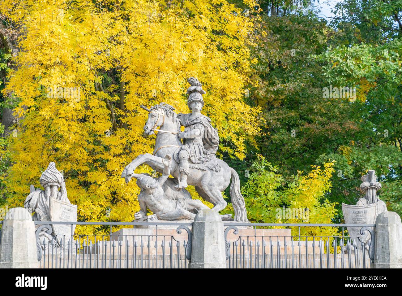 Monument to Jan III Sobieski in Royal Baths Park, Warsaw, Poland. October 8, 2024. Attractions ...