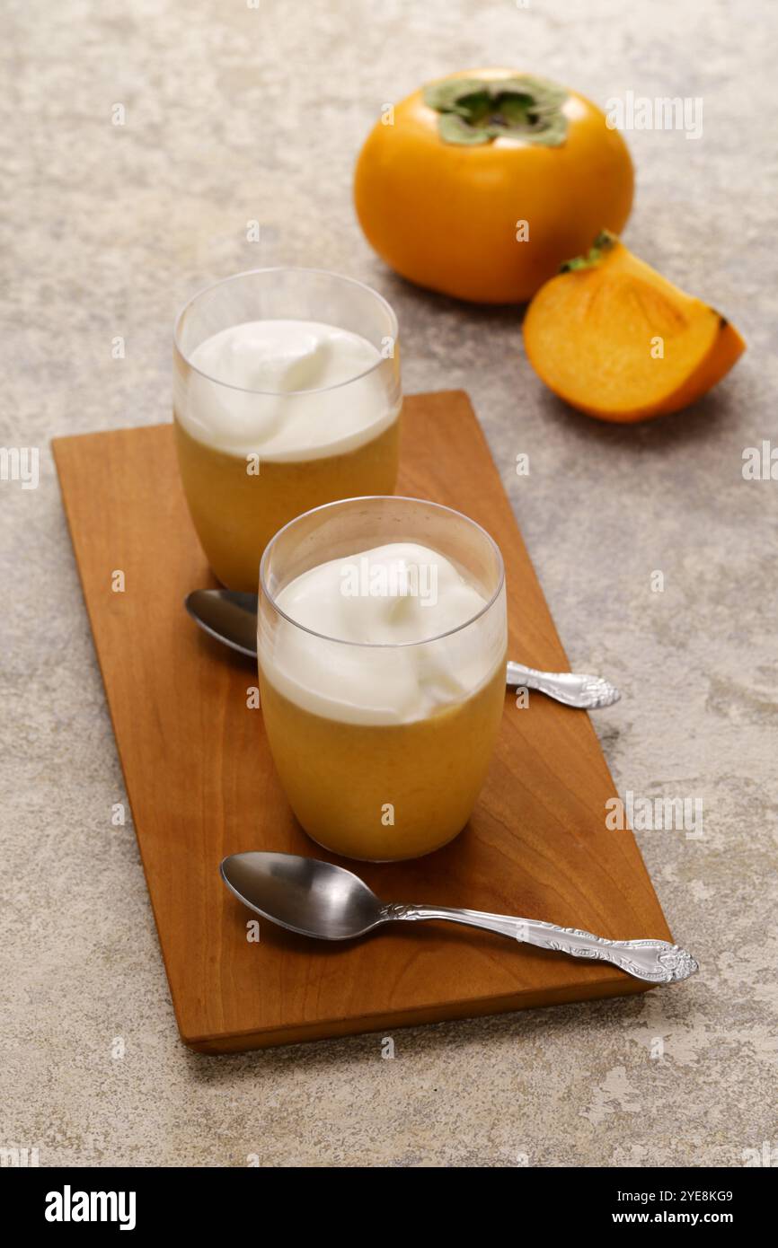 No bake Persimmon pudding, American dessert Stock Photo - Alamy