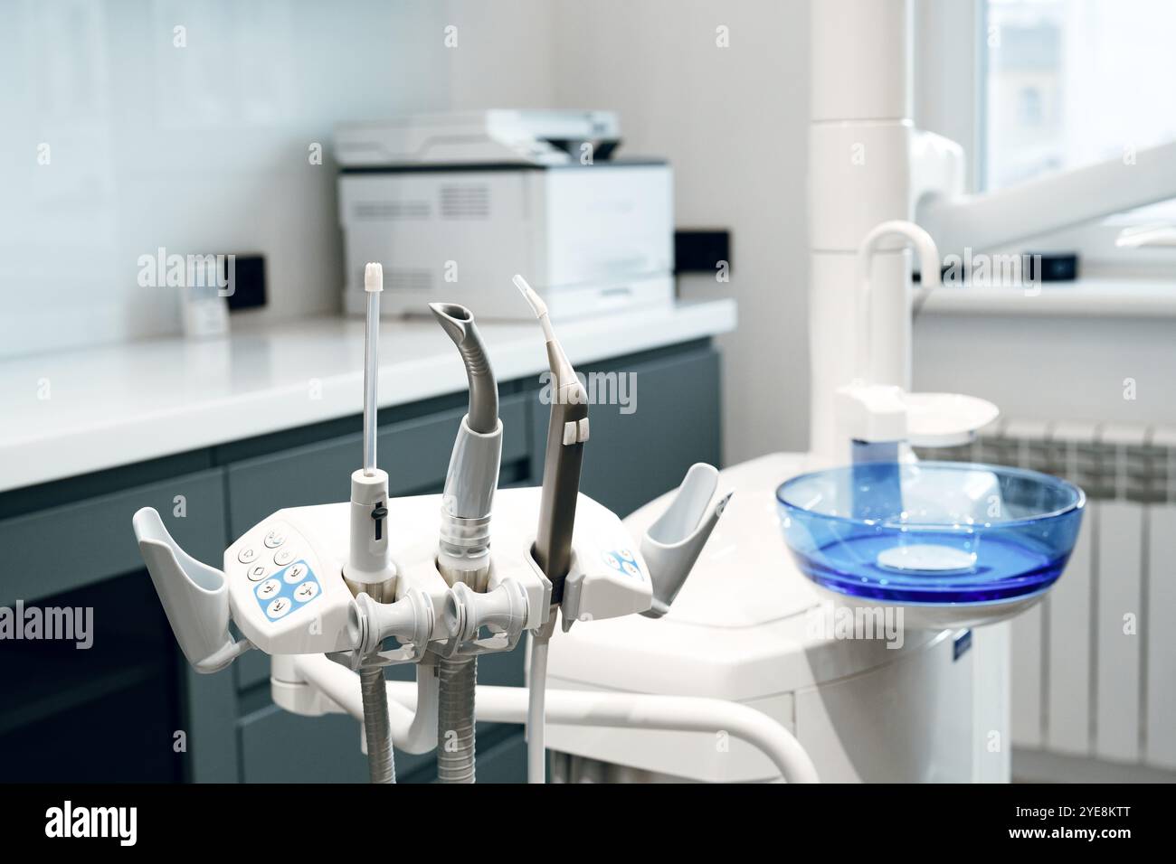 Dental equipment setup in a modern clinic with tools Stock Photo - Alamy