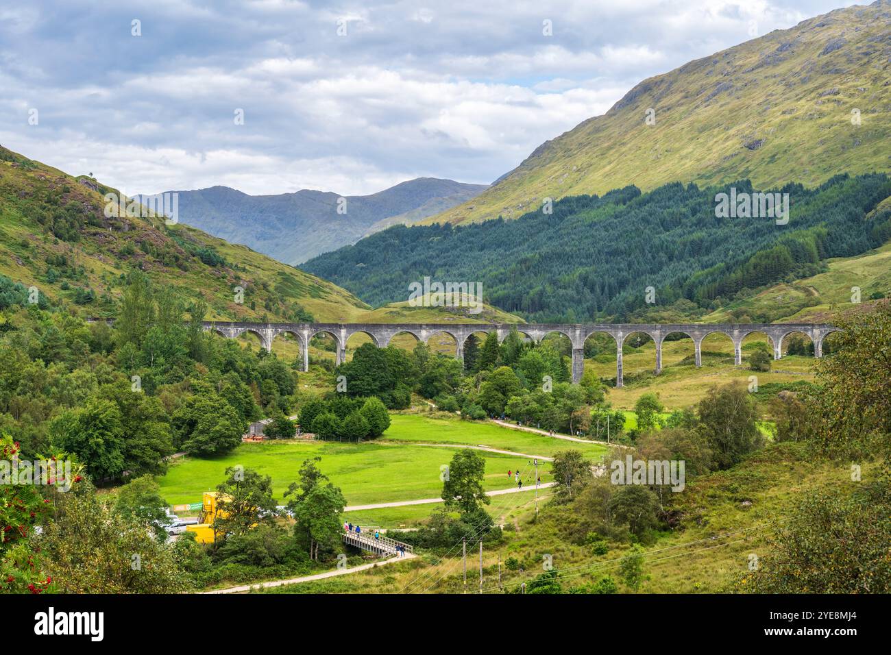Elevated view of Glenfinnan Viaduct on the West Highland Line at ...