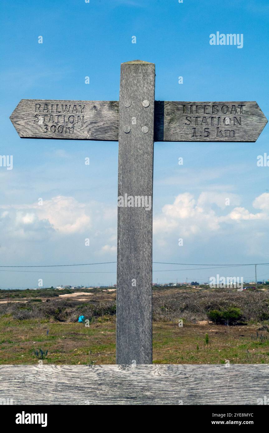 Signage on the beach, Dungeness New Romney giving driections to the ...