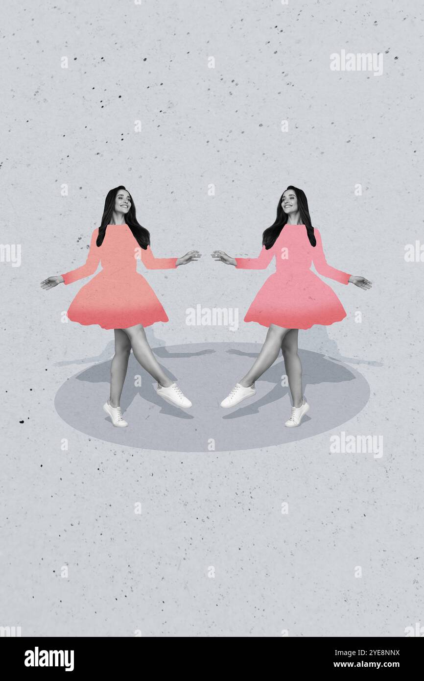 Composite trend artwork 3D sketch image photo collage of two young lady ...