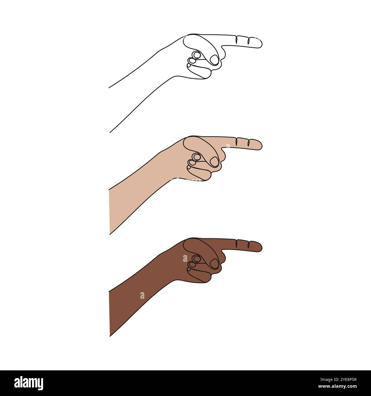 Hand gesture with pointing finger. One line art. Hand drawn vector ...