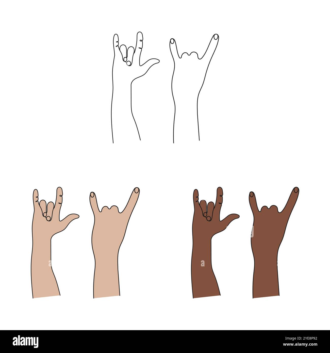 Hand gesture. Symbol of rock. One line art. Pose and gesturing. Hand ...