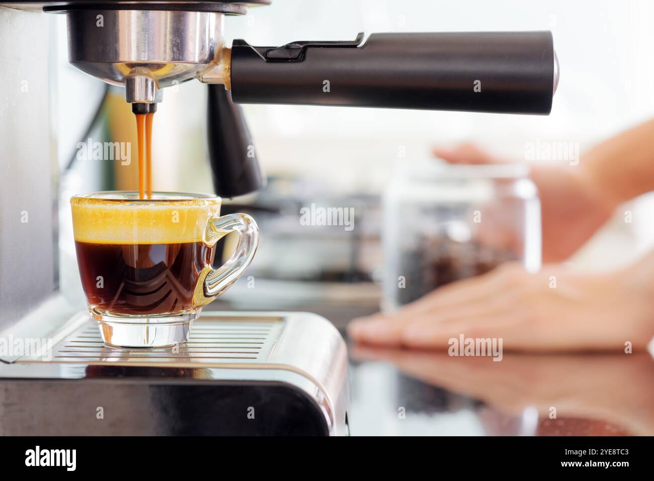 Espresso machine pouring coffee in hi-res stock photography and images ...