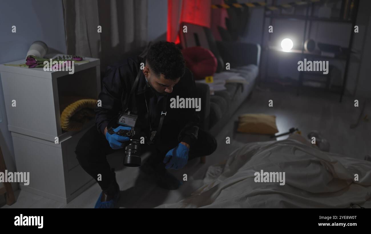 Crime scene investigator inspects homicide hi-res stock photography and ...