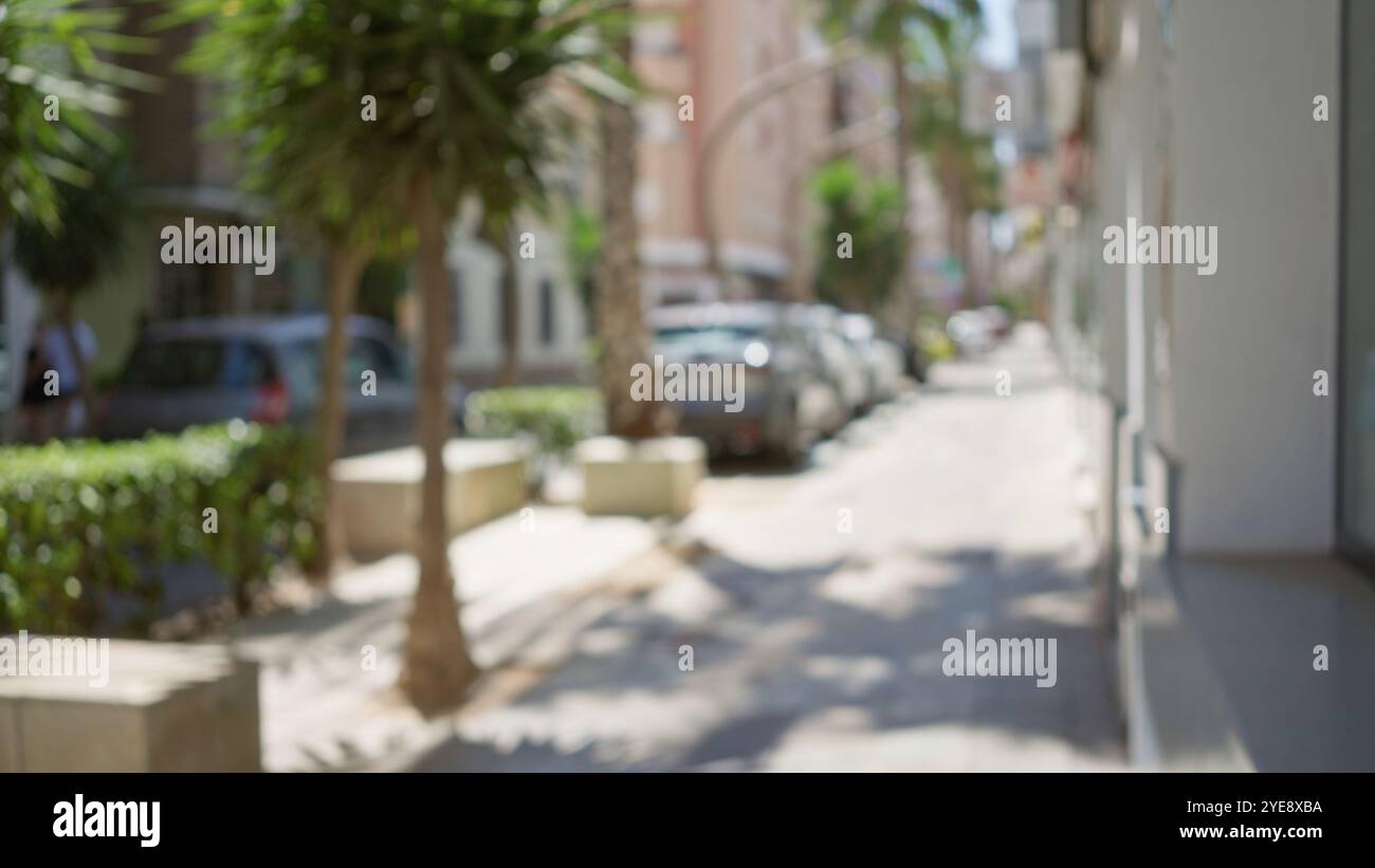 Blurred outdoor street scene with defocused background featuring urban ...