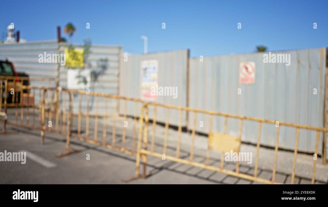 Defocused fence warning sign hi-res stock photography and images - Alamy