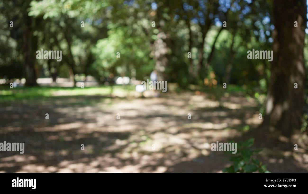 Blurred image of lush villa borghese gardens in rome showcasing a ...