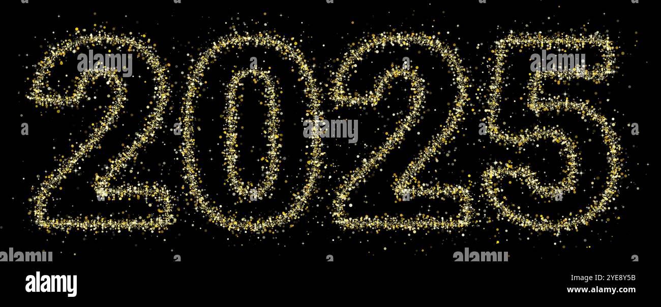 2025 happy new year with particle gold glittering Stock Photo - Alamy