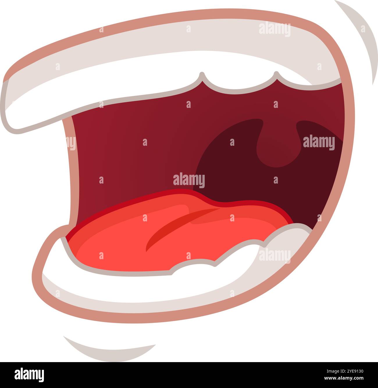 Cartoon illustration of a mouth wide open, showing tongue and teeth ...