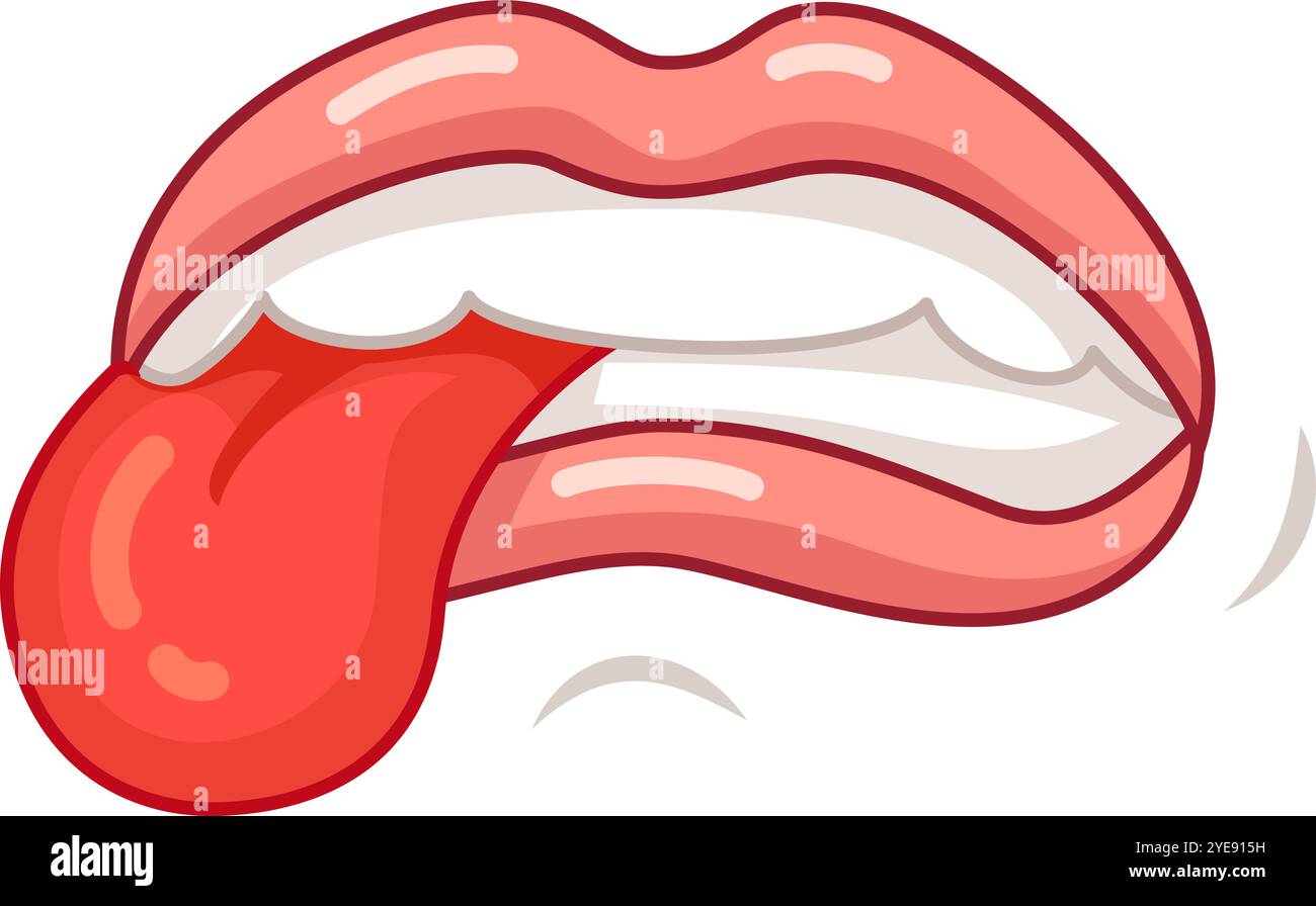 Cartoon illustration of a mouth licking its lips, great for ...