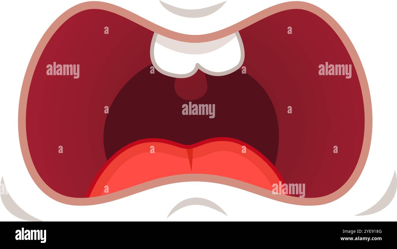 Cartoon illustration of a mouth wide open, teeth showing, and tongue ...