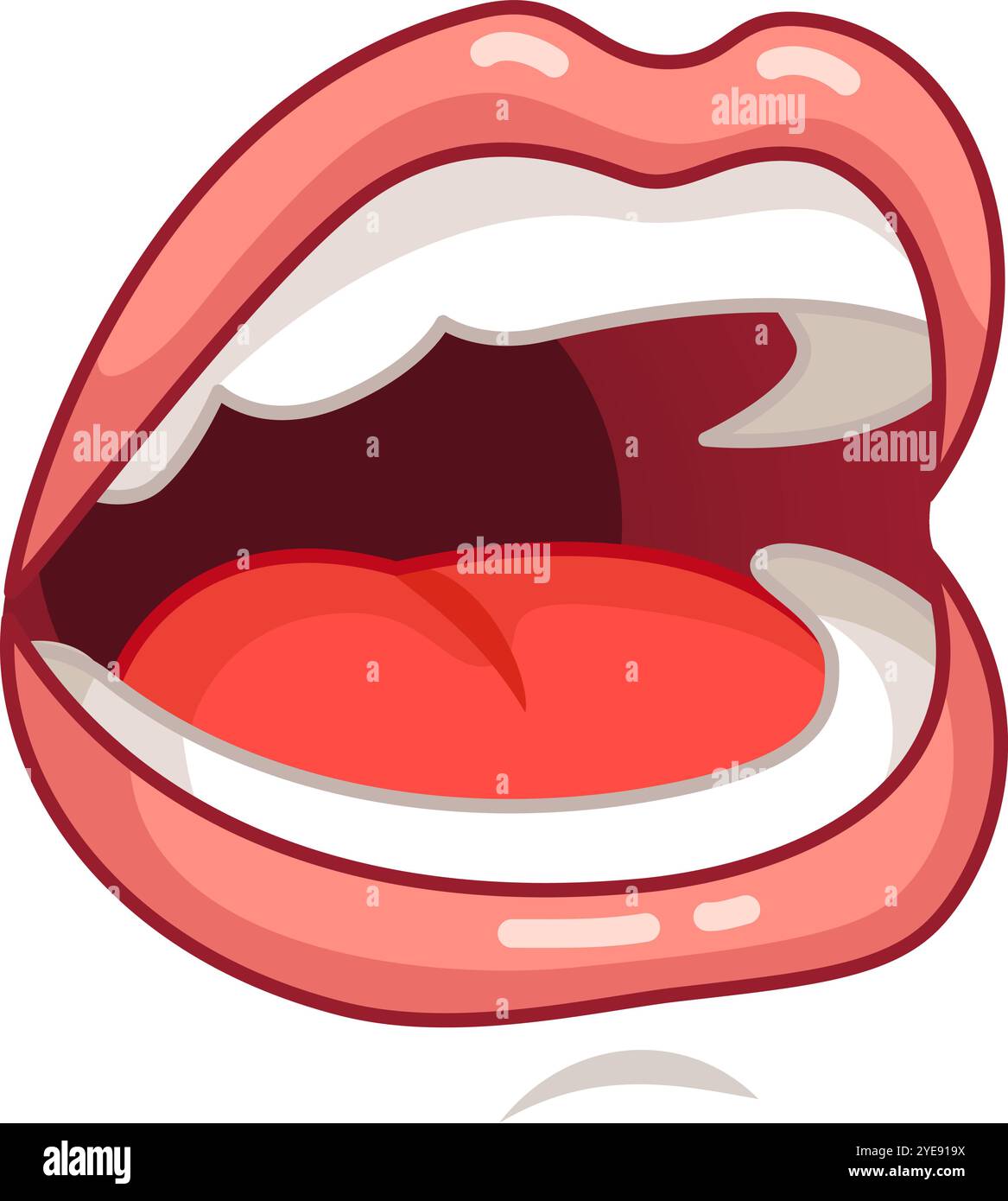 Cartoon illustration of an open mouth with the tongue sticking out ...