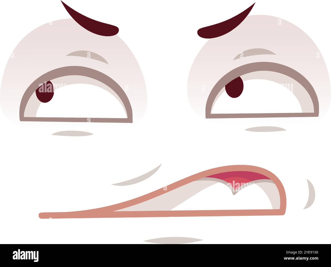 Cartoon face expressing displeasure with mouth open and eyes squinting ...