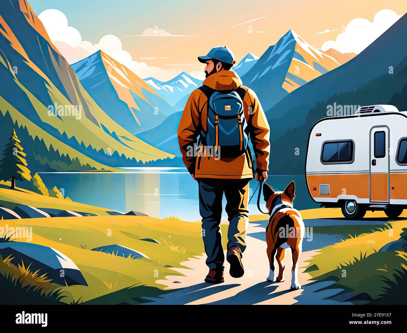 Cartoon backpacker hi-res stock photography and images - Alamy