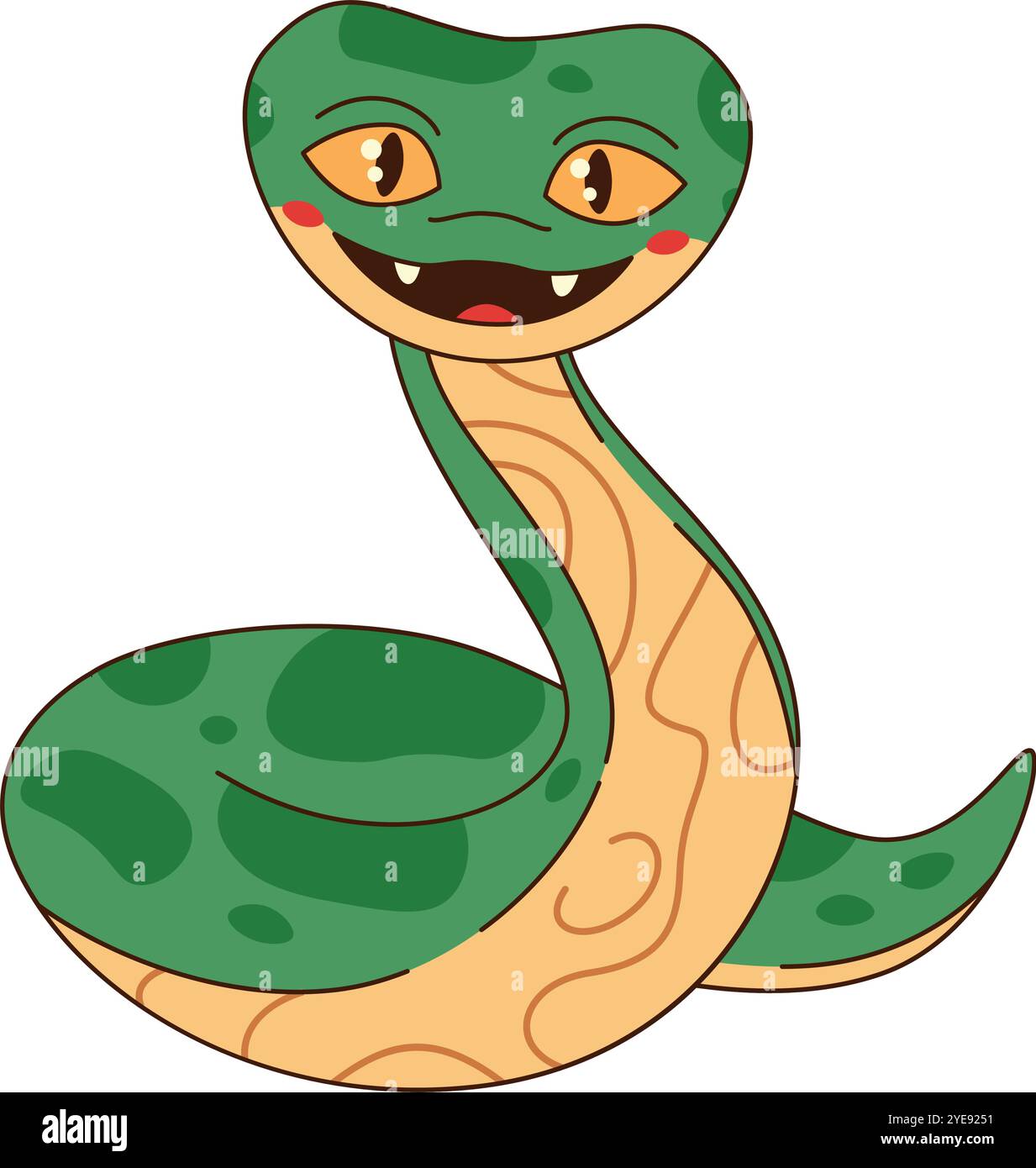 cute zodiac snake. Chinese new year 2025. Cute green and wooden snake ...