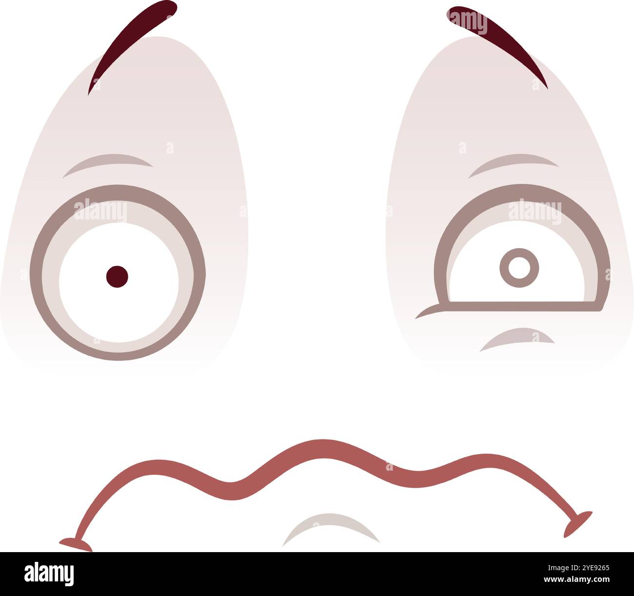 Cartoon face with big eyes shows disgust and skepticism, with a wavy ...