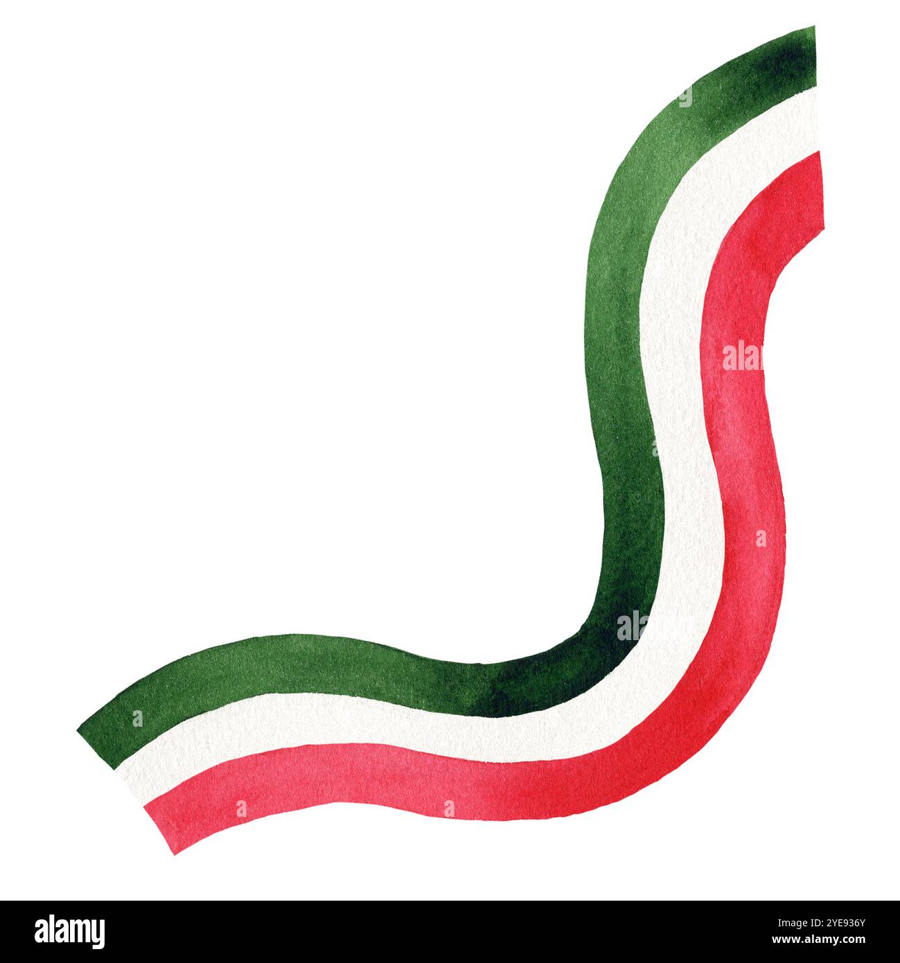 Mexican national flag on curved ribbon. Watercolor illustration ...