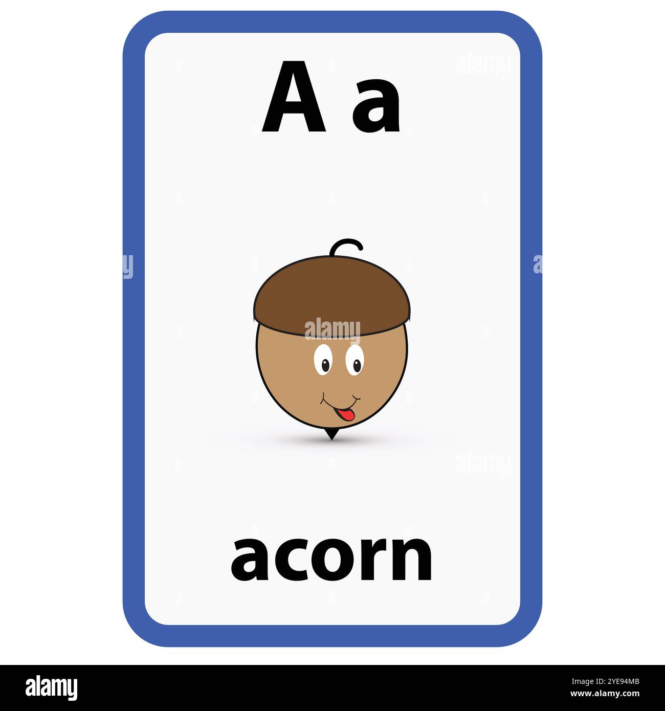 Alphabet flashcard for children with the letter a from acorn Stock ...