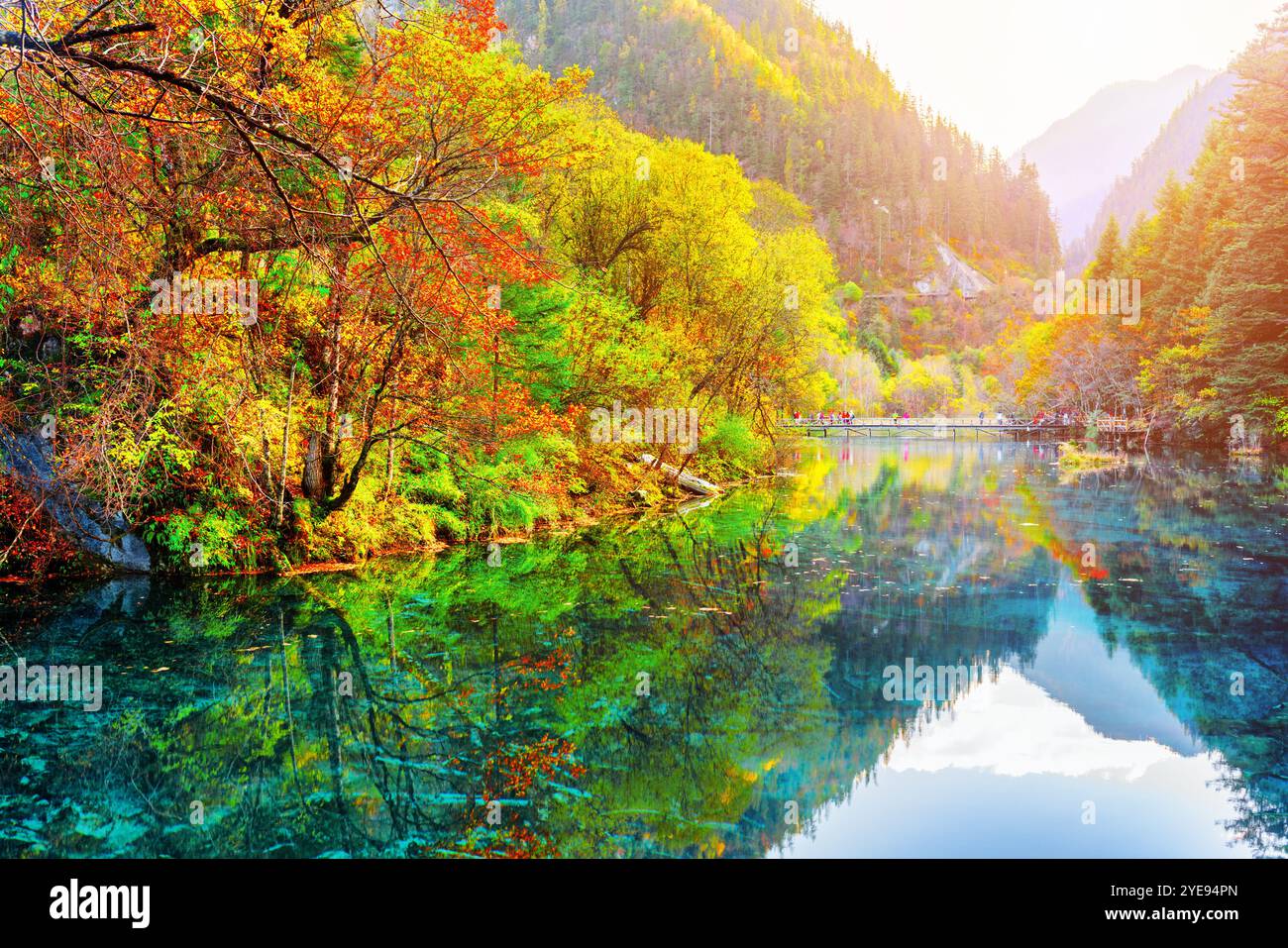 Five flower lake in jiuzhaigou national park, china hi-res stock ...