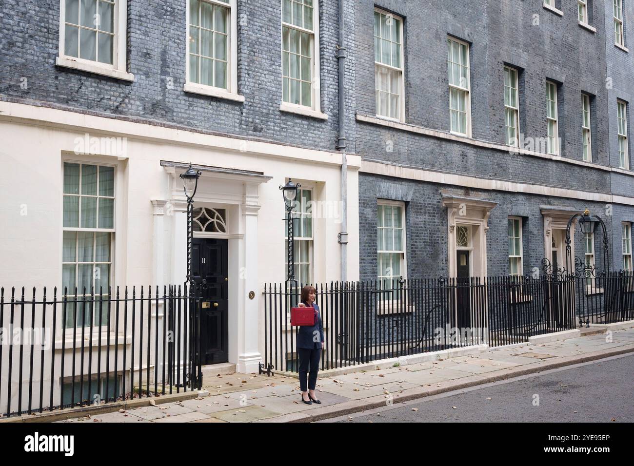 Chancellor of the Exchequer, Rachel Reeves MP, presents her iconic red ...