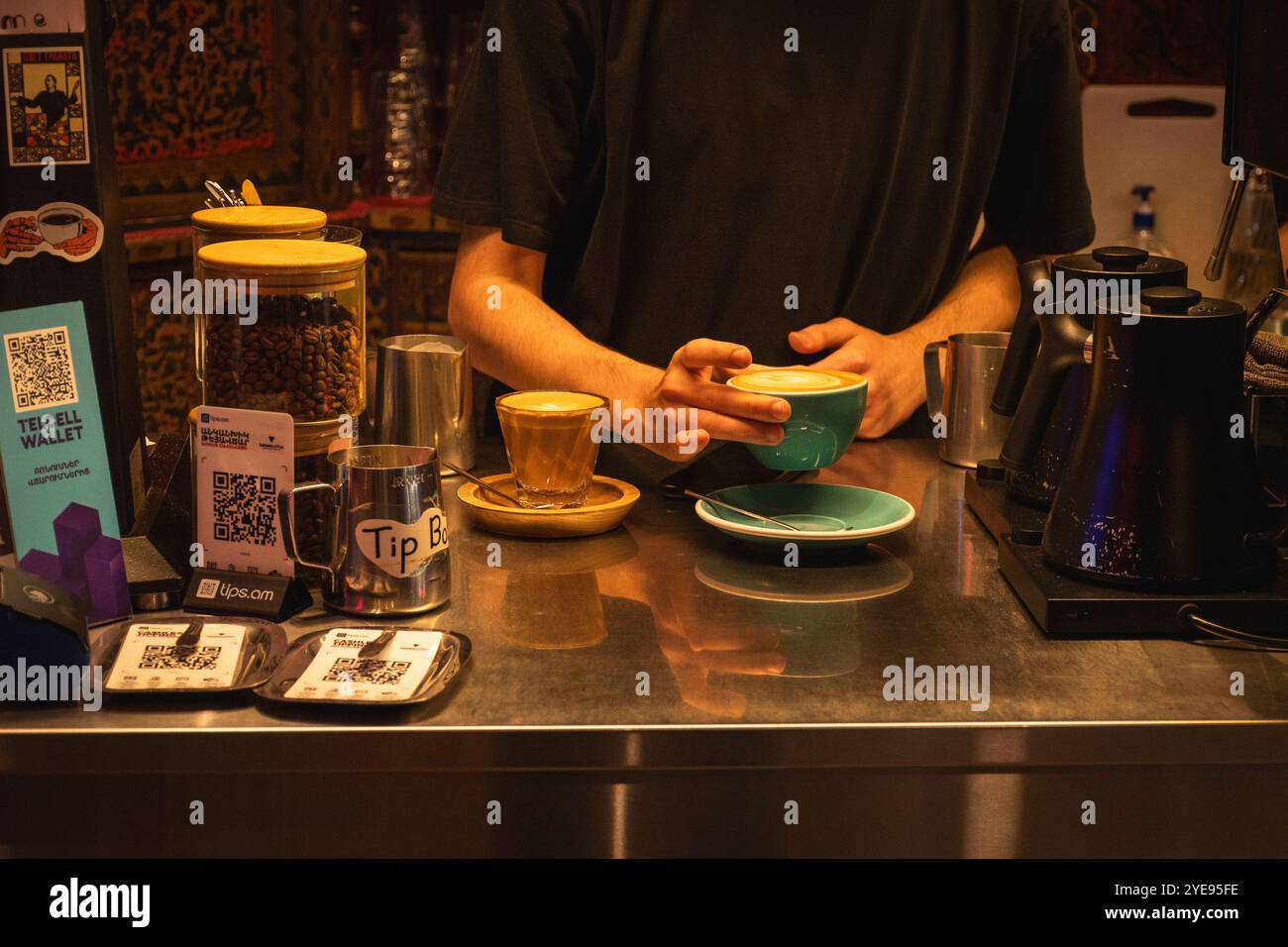 Yerevan, Armenia - 19th october, 2024: barista prepare coffee ...