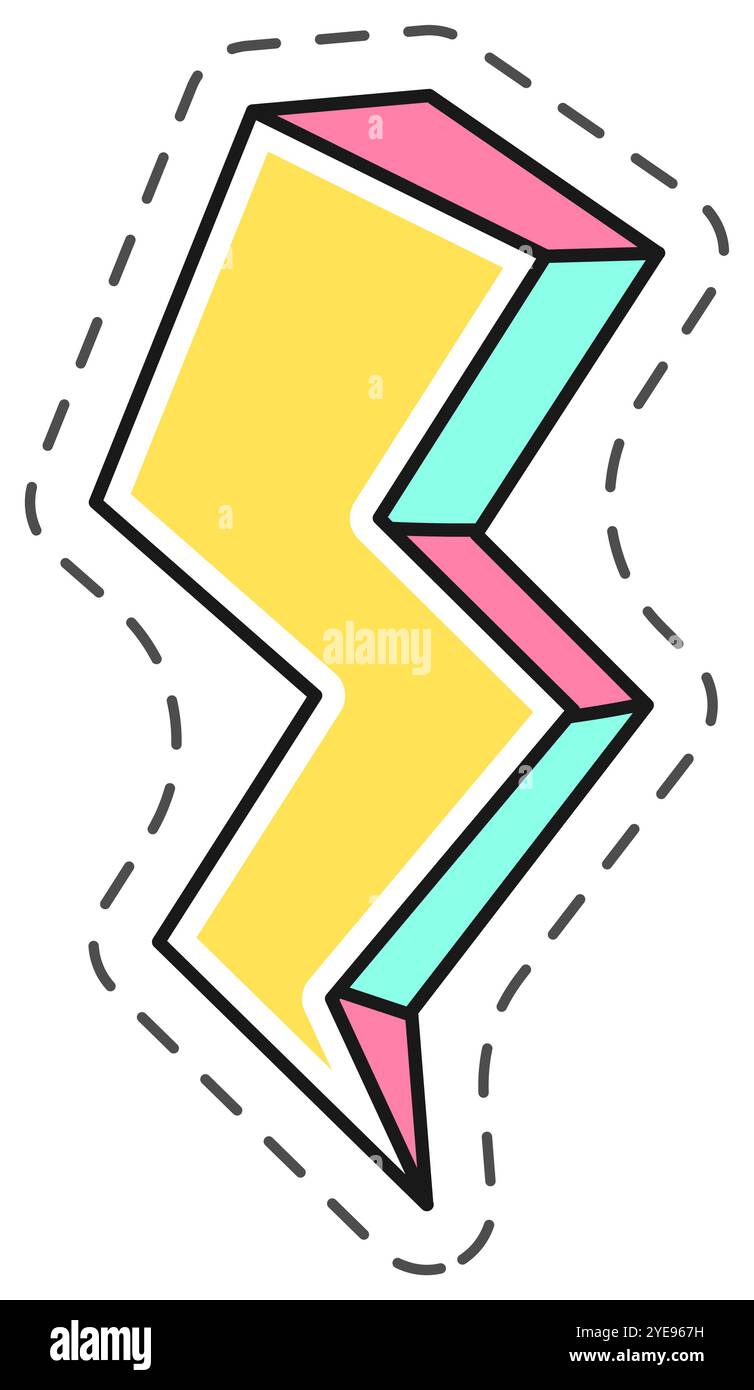 Yellow lightning bolt striking diagonally with pink and blue accents ...