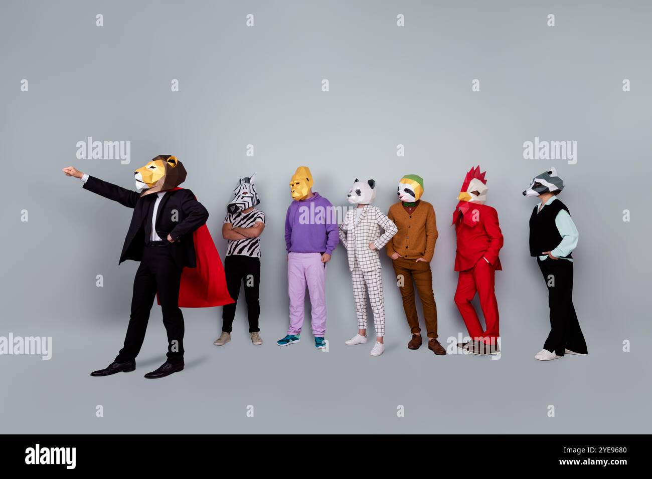 Full size photo of zebra gorilla raccoon panda sloth rooster mask ...