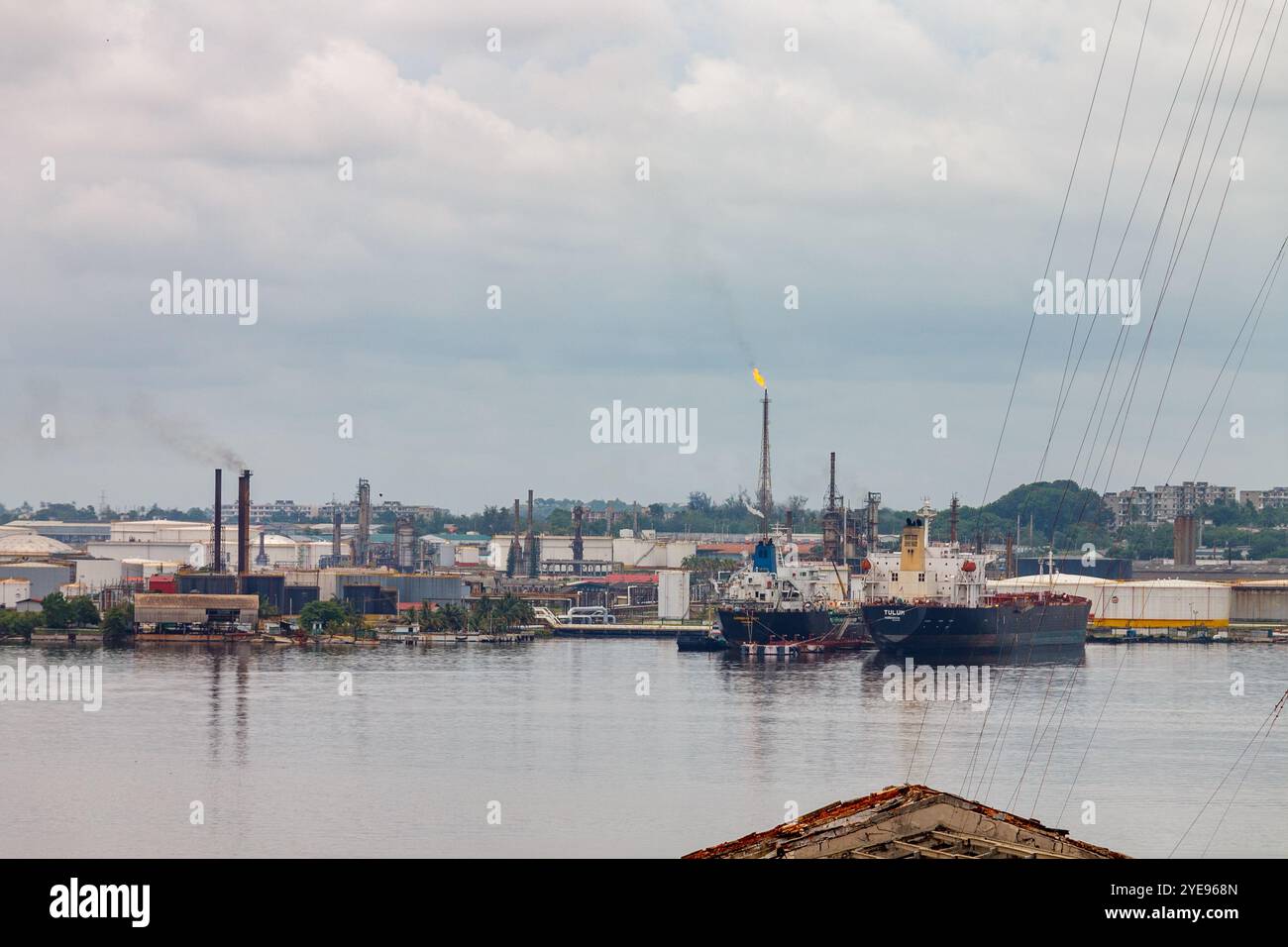 The Oil Refinery Nico Lopez and Boats in La Habana (Havana), Cuba Stock ...