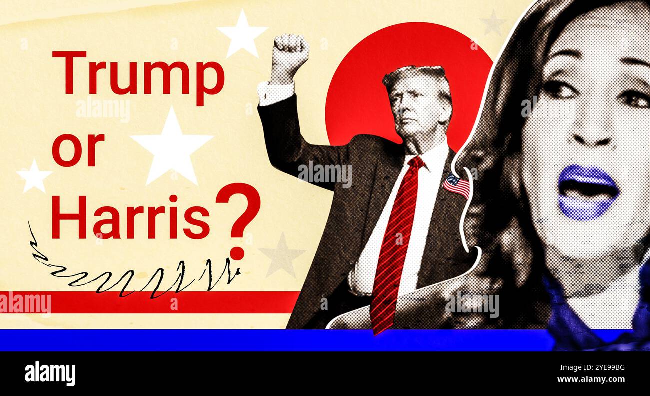 Portrait of Donald Trump and Kamala Harris. Illustrative photo collage ...