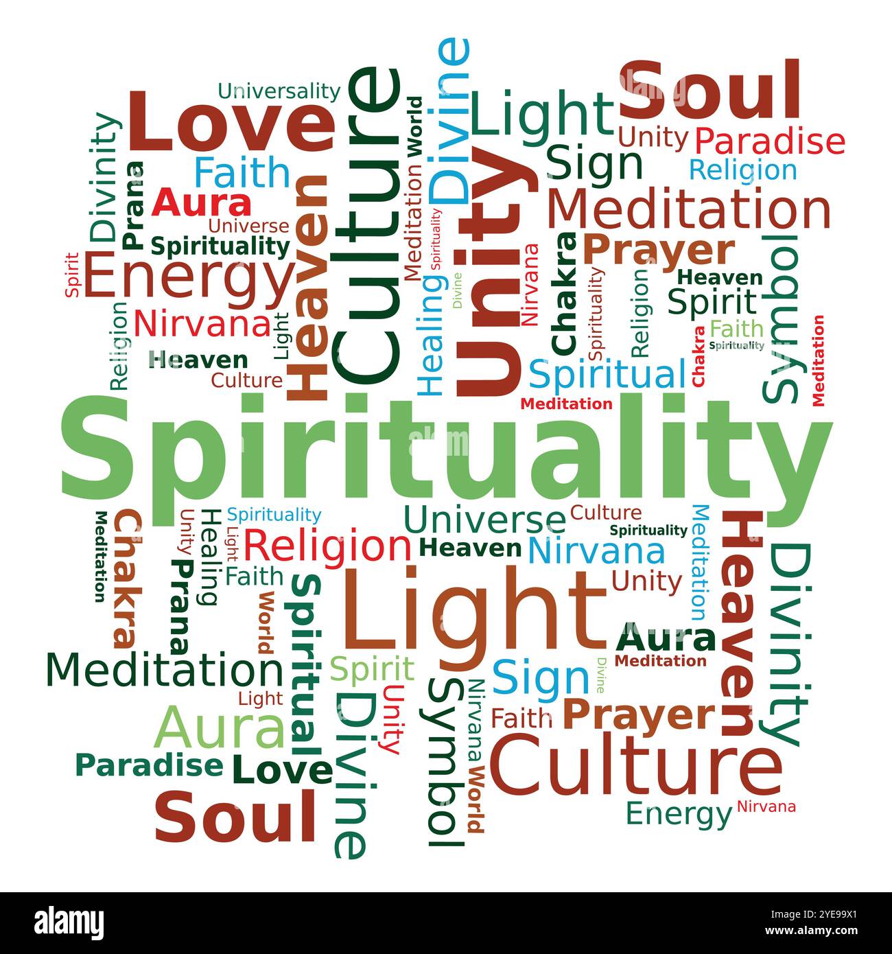 Word Cloud - Spirituality in English Language - Multiple Colors Stock ...