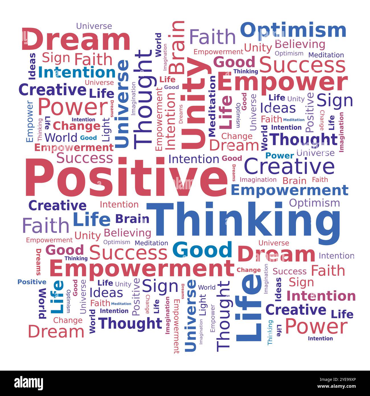 Word Cloud Tag - Positive Thinking in Red and Blue Colors - Vector ...