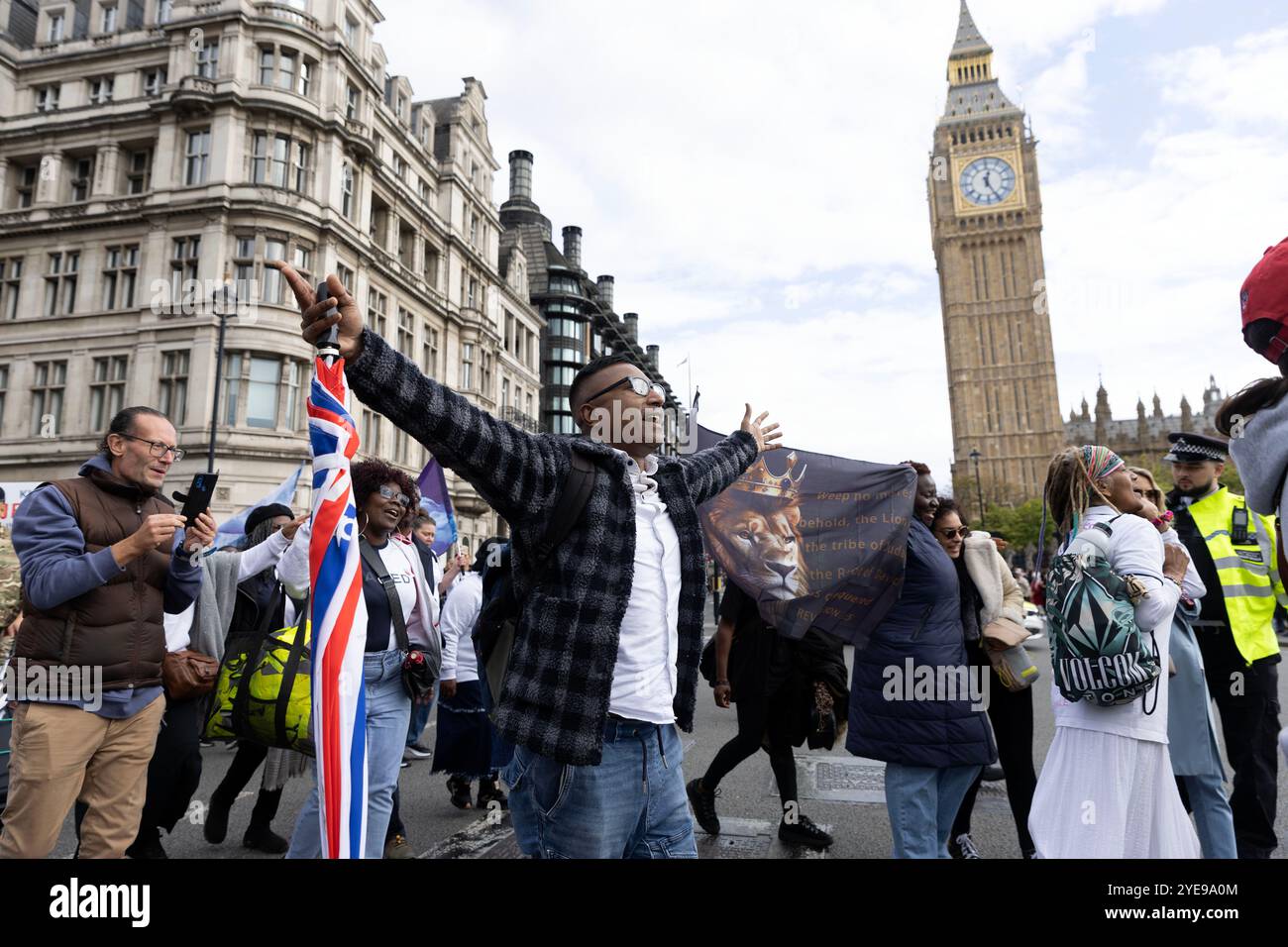 Participants gather and march during their March for Jesus in central ...