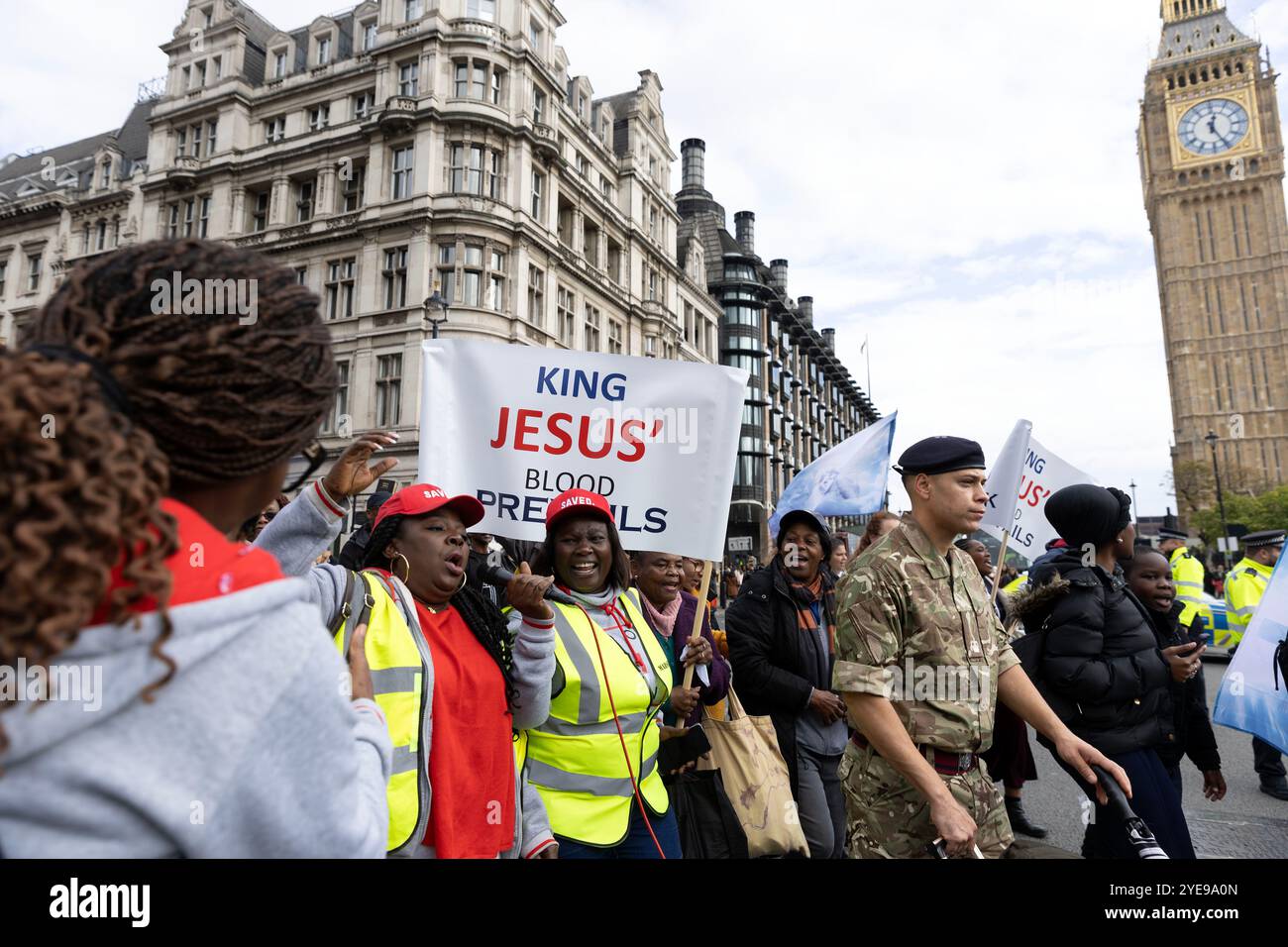 Participants gather and march during their March for Jesus in central ...