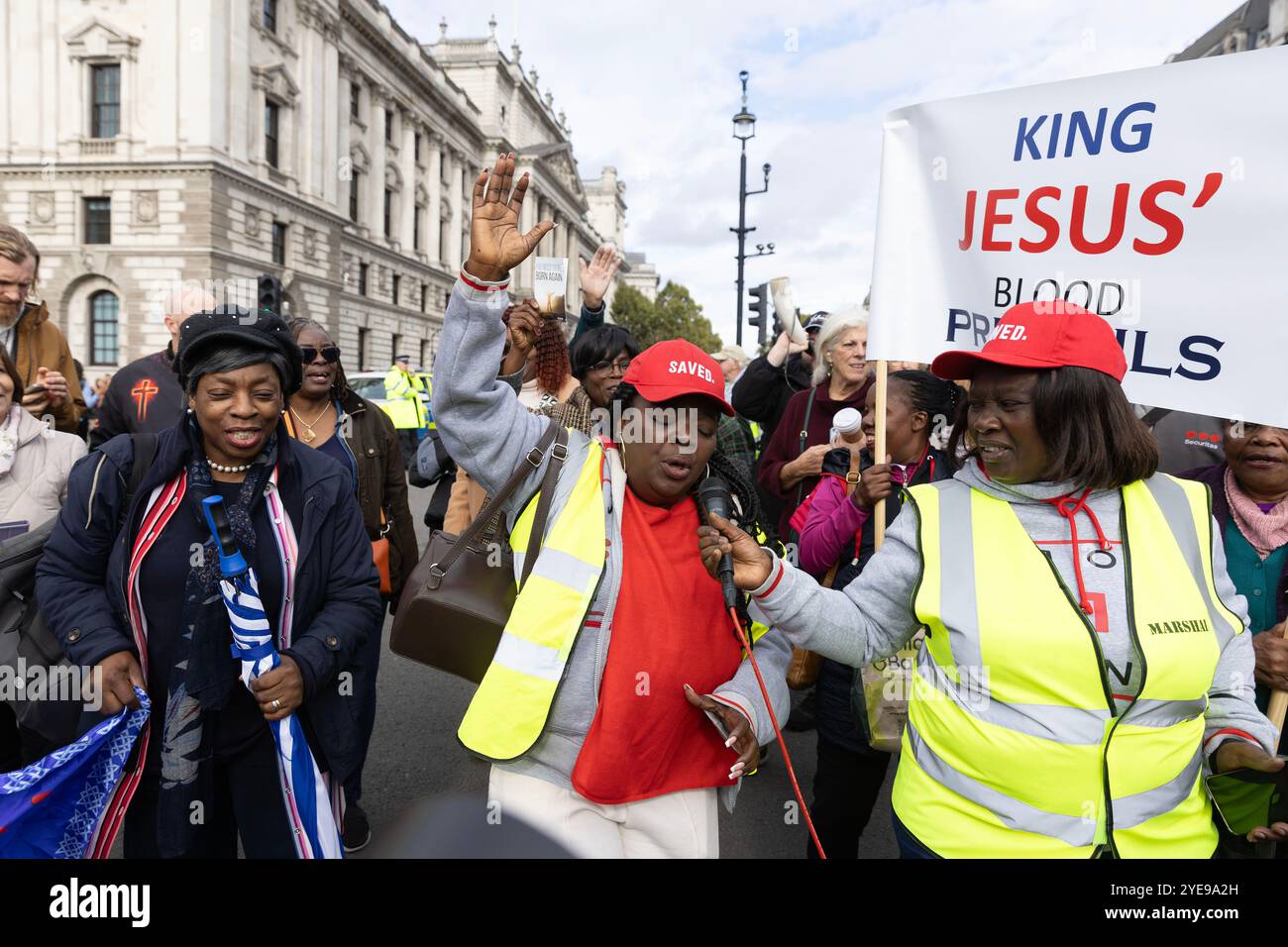 Participants gather and march during their March for Jesus in central ...