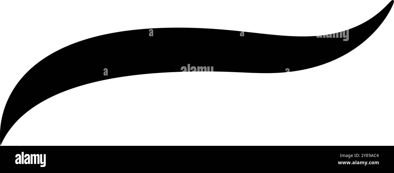 Black brush stroke is making a high arc across a white background ...