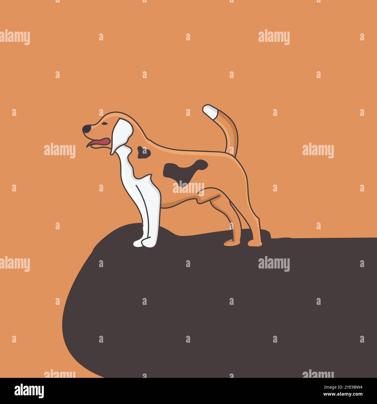 illustration of dog the dog is standing on mount flat dog illustration ...