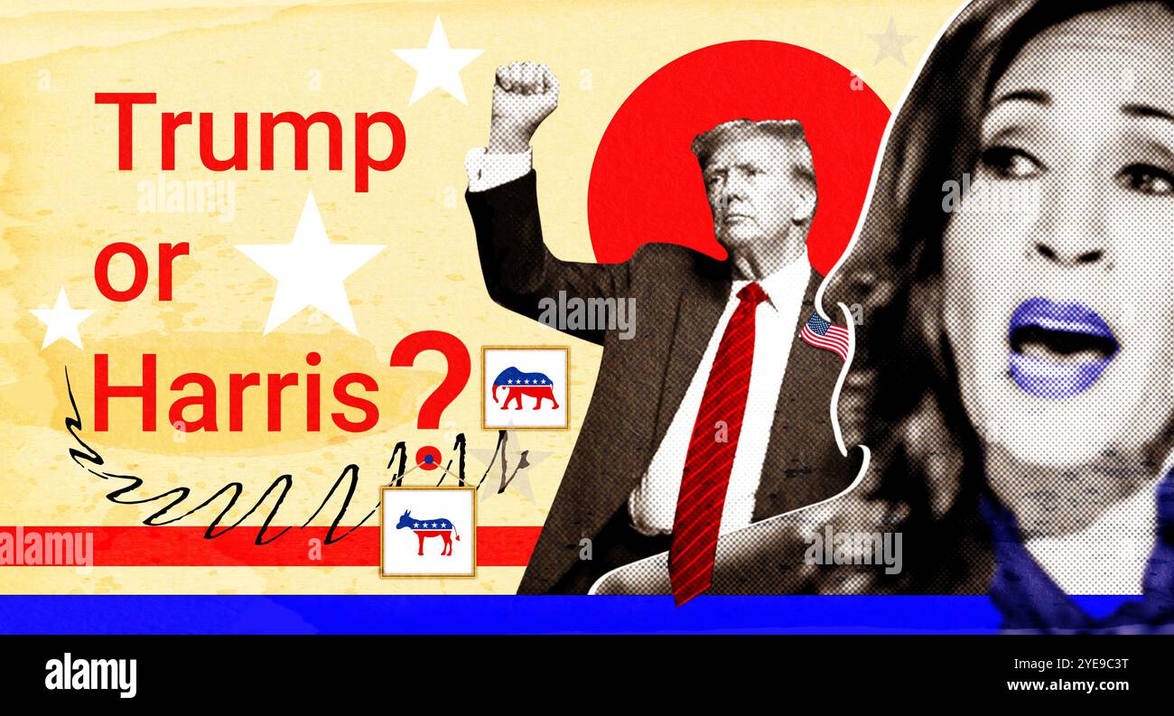Portrait of Donald Trump and Kamala Harris. Illustrative photo collage ...