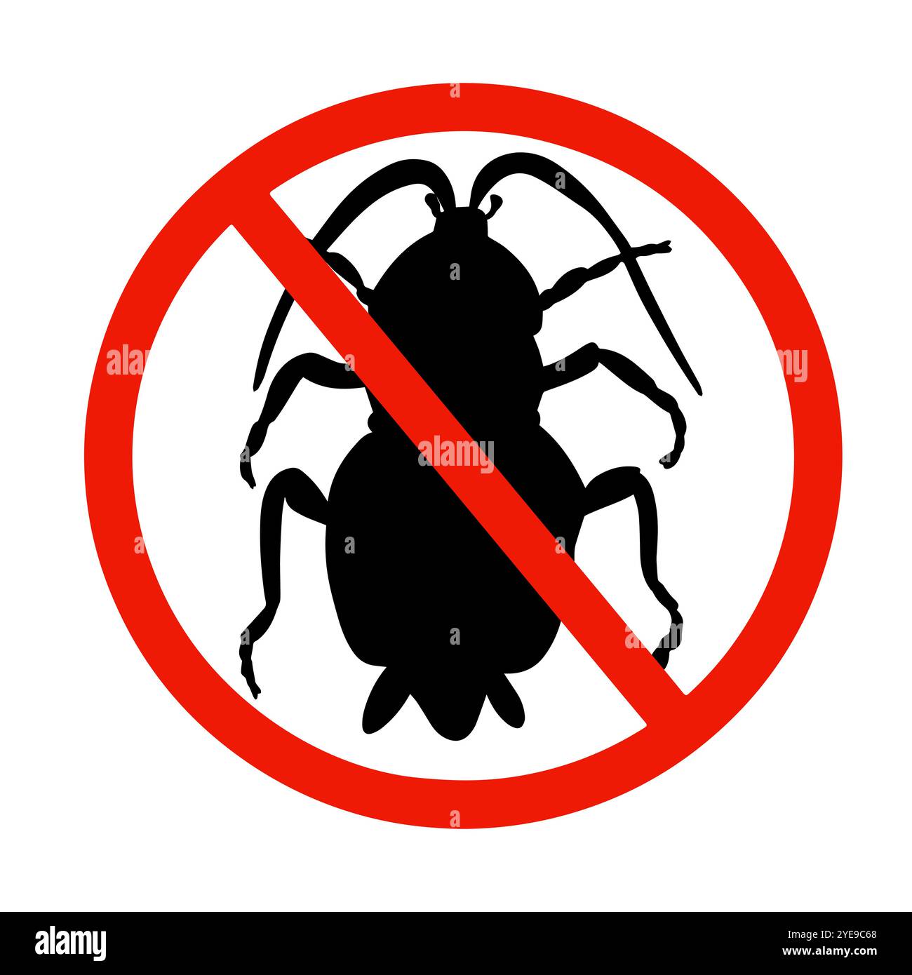 This visual depicts a cockroach symbol with a prohibition sign ...