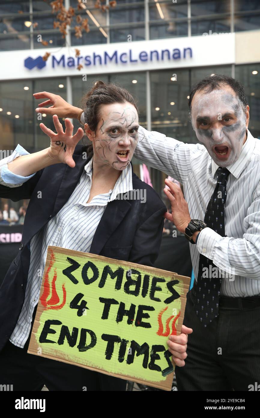 October 30, 2024, London, England, UK: Protesters dressed as zombies ...