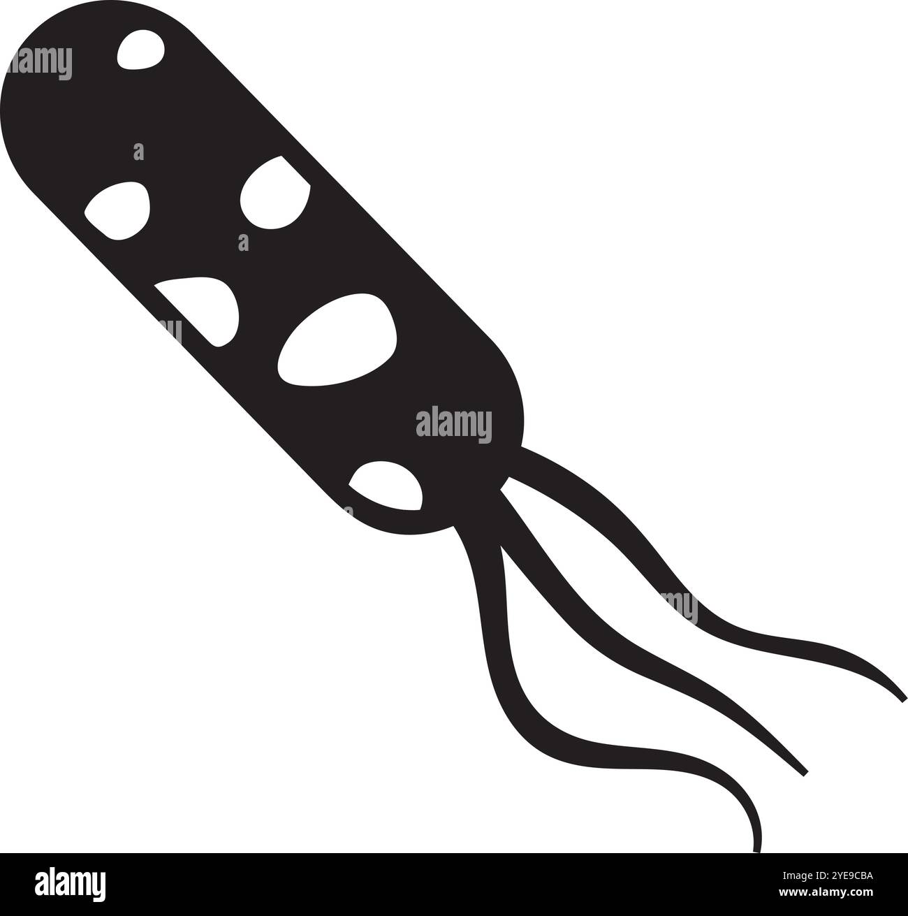 Stylized depiction of a bacterium with flagella, useful for ...