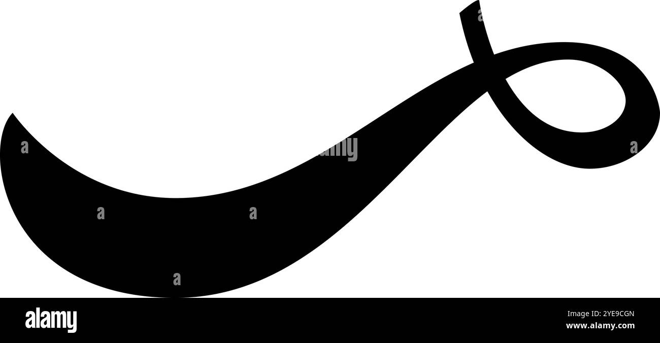Bold, black brush stroke curves gracefully across a white background ...