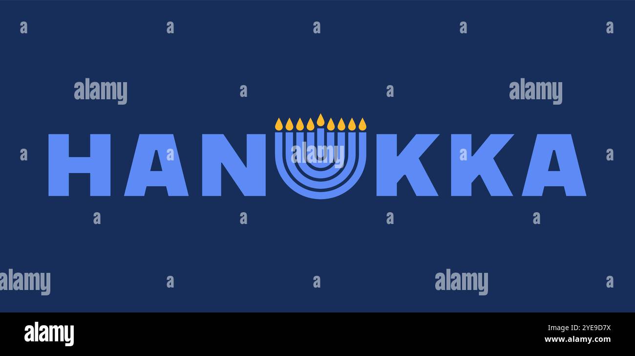 Happy Hanukkah banner, background, poster with Menorah illustration ...