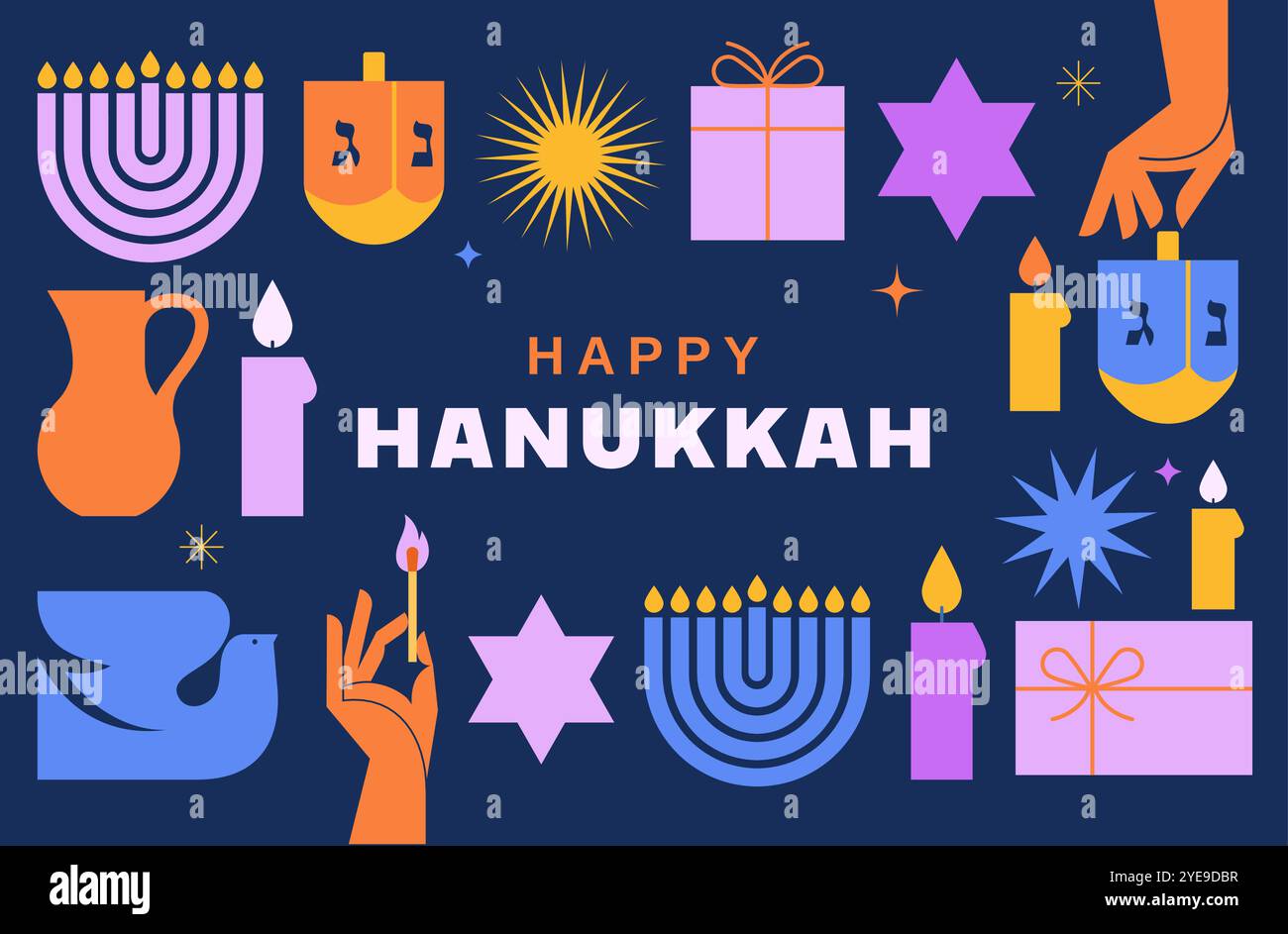 Happy Hanukkah banner, background, poster. Modern design for ...