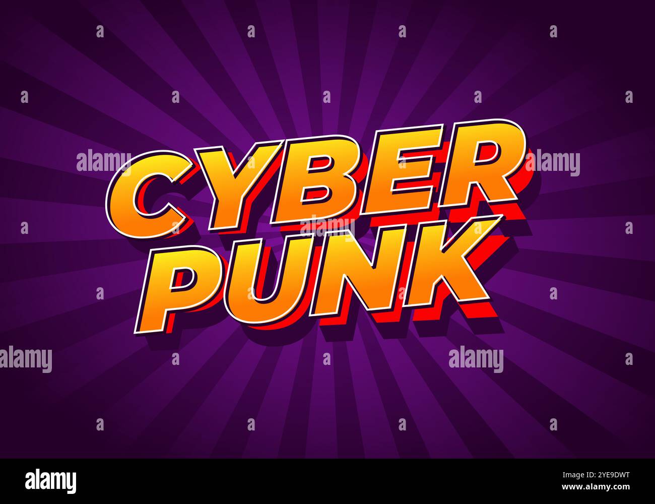 Cyber punk. Text effect design in bold fonts with 3D style Stock Vector ...