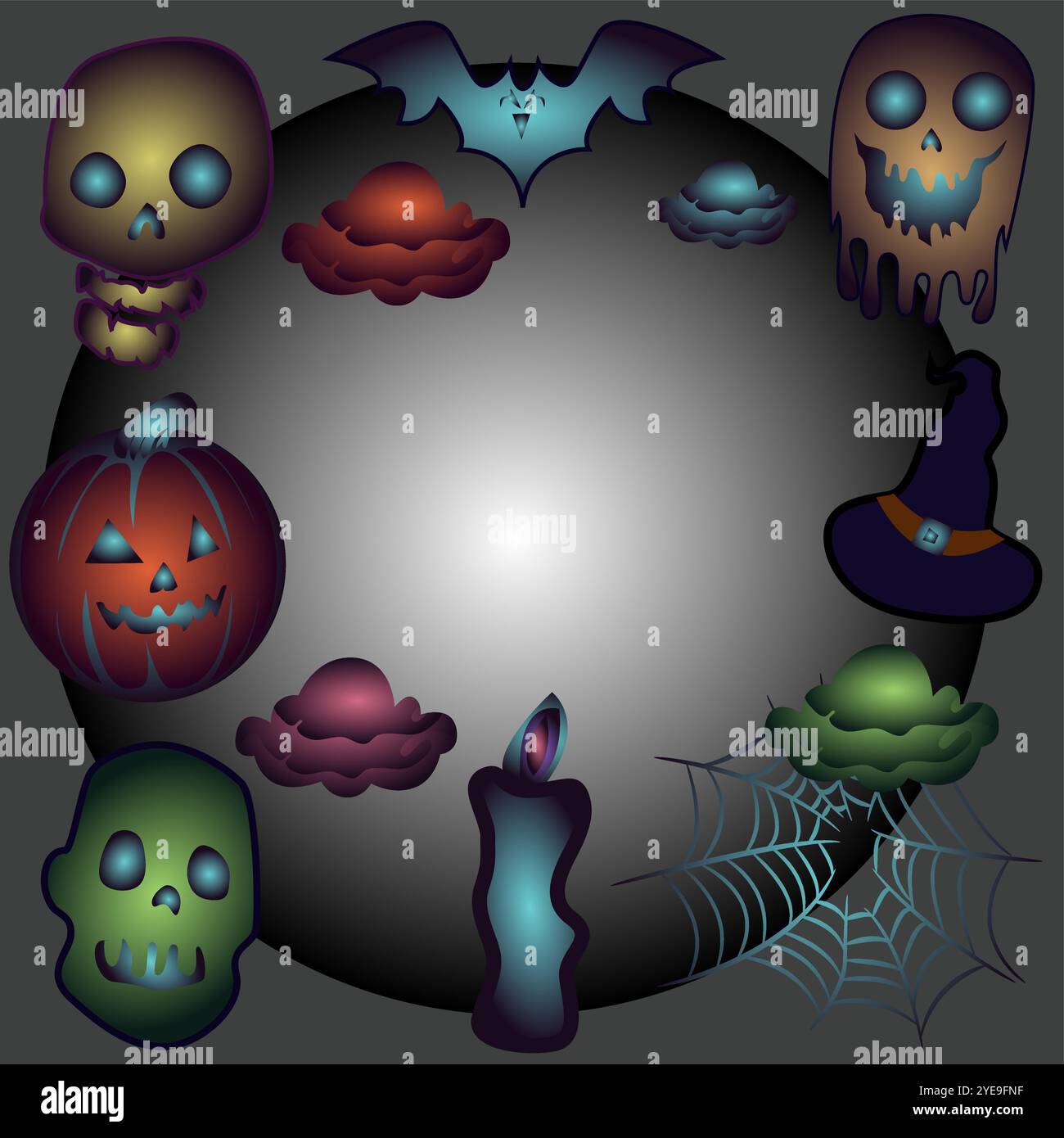 A dark circular background with a gradient effect sets the stage for ...